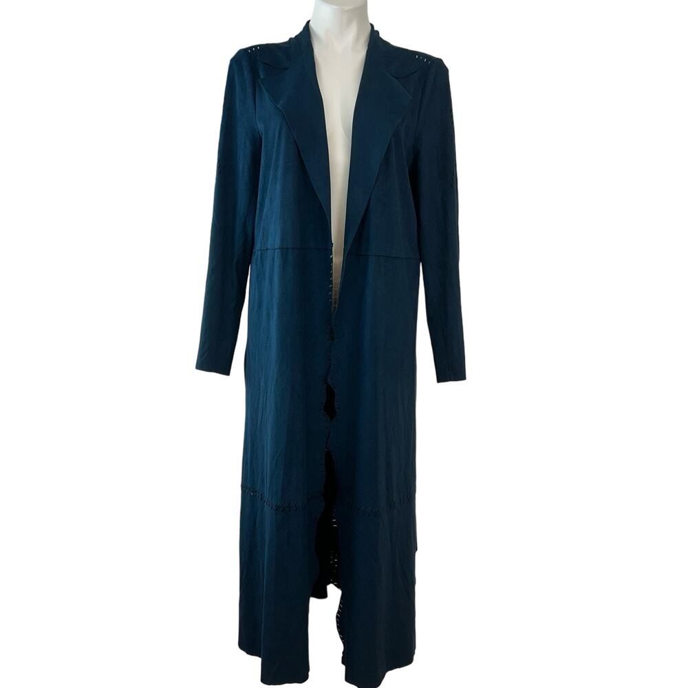 The Pyramid Collection Boho Duster. Blue Faux Suede - Gem
